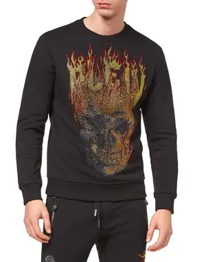 Philipp Plein Round Neck Skull Embellished Sweater