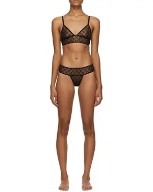 Gucci Gg Embroidered Tulle Lingerie Set