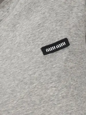 Miu Miu Logo Patch Crewneck T-shirt - Grey