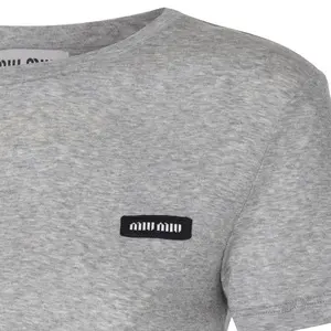 Miu Miu Logo Patch Crewneck T-shirt - Grey
