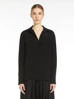 Max Mara Zanzero V-neck Long-sleeved Shirt - Black