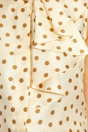 Max Mara Polka Dot Printed Sleeveless Ruffle Top