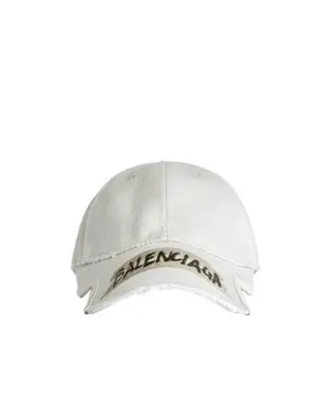 Balenciaga Masking Tape" Distressed Baseball Cap - Dirty White