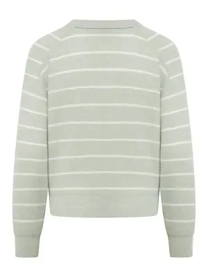 Brunello Cucinelli Striped Ribbed V-neck Jumper