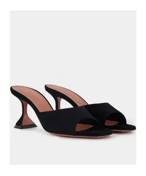Amina Muaddi Lupita 70mm Suede Mules - Black