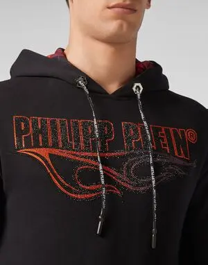 Philipp Plein Logo Embellished Hooded Hoodie