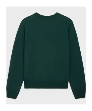 Celine Triomphe Crew Neck Sweater In Wool - Forest