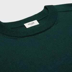 Celine Triomphe Crew Neck Sweater In Wool - Forest