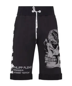 Philipp Plein Skull Graphic Drawstring Shorts