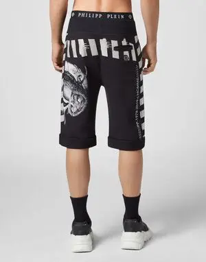 Philipp Plein Skull Graphic Drawstring Shorts