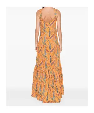 Etro Paisley Print Maxi Slip Dress - Orange