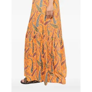 Etro Paisley Print Maxi Slip Dress - Orange