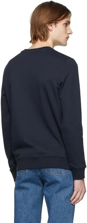 A.p.c. Navy Blue Logo Crewneck Sweatshirt - Black
