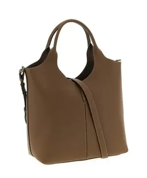 TOD'S Logo Engraved Small Shopper Bag - Green