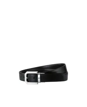 Montblanc Logo Buckle Leather Belt - Black