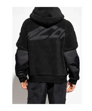 Dsquared2 Half-zip Fleece Hoodie With Kangaroo Pocket - Black
