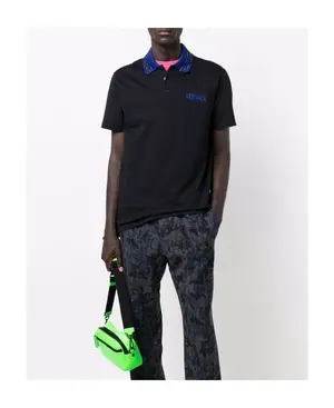 Versace Intarsia Logo Short-sleeved Polo Shirt