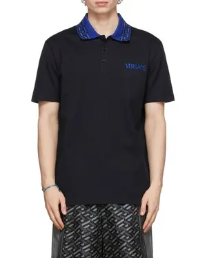 Versace Intarsia Logo Short-sleeved Polo Shirt