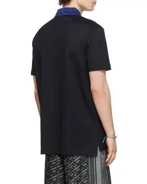 Versace Intarsia Logo Short-sleeved Polo Shirt
