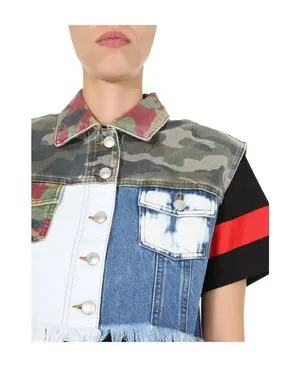 Gcds Patchwork Cropped Denim Vest - Multicolor