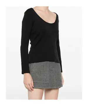 Veronica Beard Ribbed Crewneck Long Sleeve T-shirt