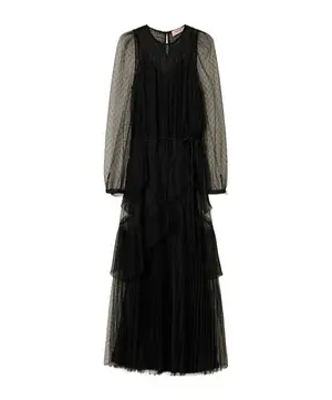 TWINSET Sheer Layered Maxi Dress With Ruffles And Lace Inlays