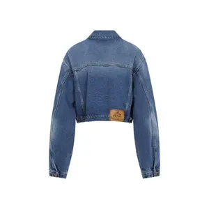 Prada Cropped Denim Jacket With Logo Patch