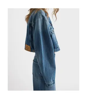 Prada Cropped Denim Jacket With Logo Patch