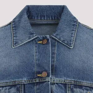 Prada Cropped Denim Jacket With Logo Patch