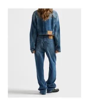 Prada Cropped Denim Jacket With Logo Patch
