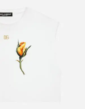 Dolce & Gabbana Cap Sleeve Rose T-shirt