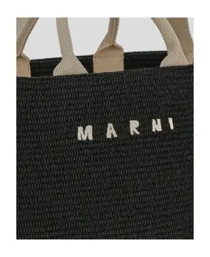 Marni Tropicalia Logo Embroidered Small Tote Bag - Black