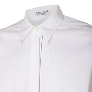 Brunello Cucinelli Embellished Curved Hem Shirt