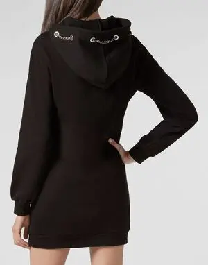 Philipp Plein Hooded Sweater Dress With Chain Detail