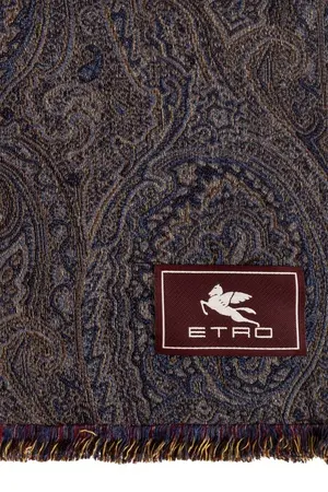 Etro Logo Patch Frayed Edge Scarf