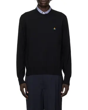 VIVIENNE WESTWOOD Orb Embroidered Crewneck Jumper - Black