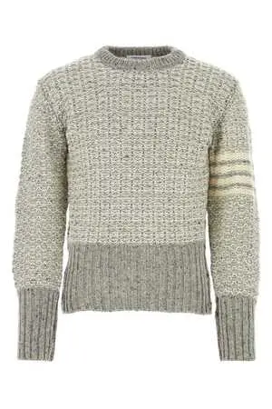Thom Browne 4-bar Stripe Knitted Jumper - Light Gray