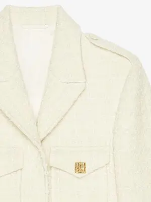 Givenchy 4g Plaque Tweed Cropped Jacket