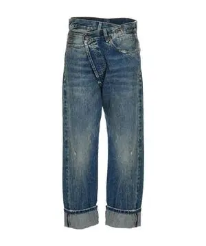 R13 High Waisted Crossover Jeans - Blue
