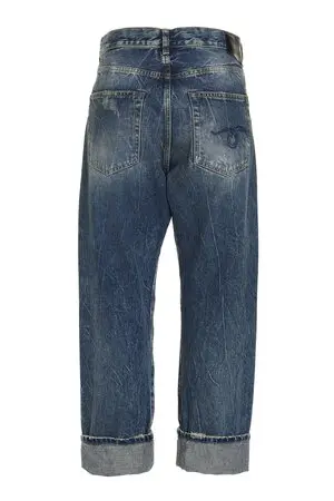 R13 High Waisted Crossover Jeans - Blue