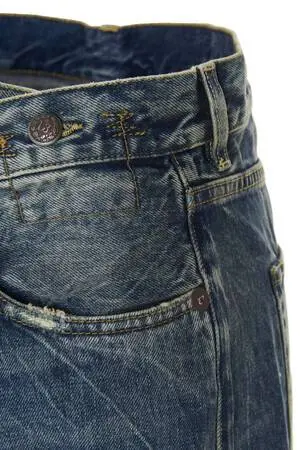 R13 High Waisted Crossover Jeans - Blue