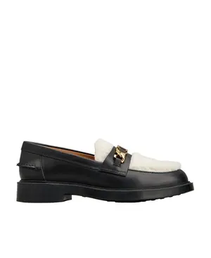 TOD'S Logo Plaque Loafers With Sheepskin Inlay - Multicolor