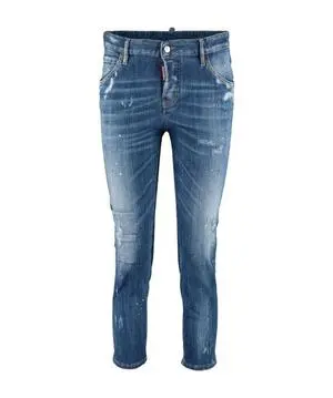 Dsquared2 Distressed Logo Detail Jeans - Blue