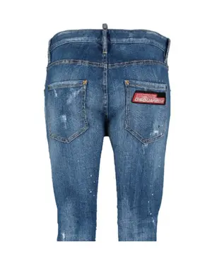 Dsquared2 Distressed Logo Detail Jeans - Blue