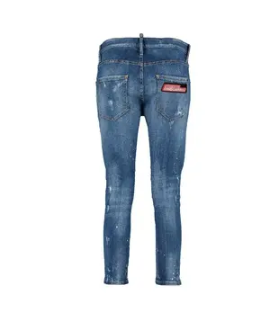 Dsquared2 Distressed Logo Detail Jeans - Blue