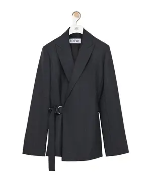 Loewe Loewe Checked Belted Blazer Dark Grey
