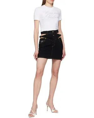 Versace Cut-out Detailed Denim Mini Skirt