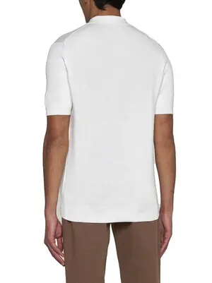 Brunello Cucinelli Short Sleeved Knitted Polo Shirt - White