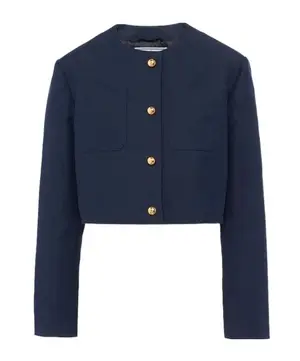 Prada Cropped Crewneck Jacket - Navy