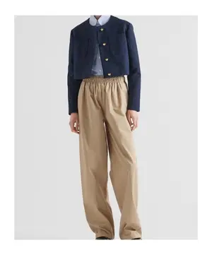 Prada Cropped Crewneck Jacket - Navy